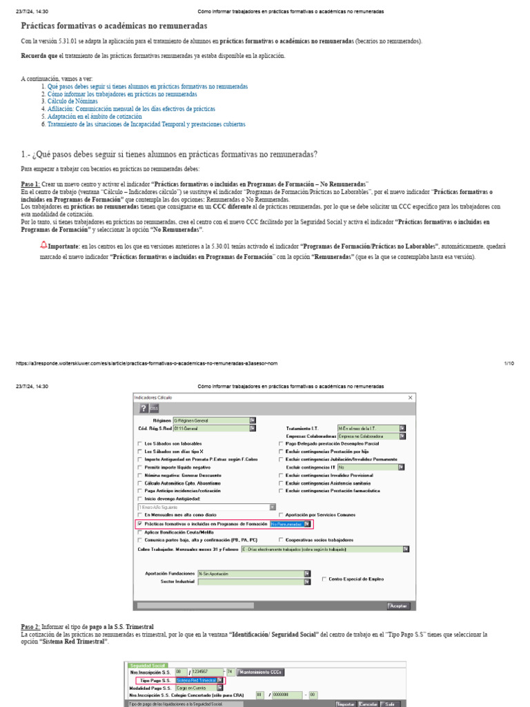 Cómo Informar Trabajadores en Prácticas Formativas o Académicas No ...