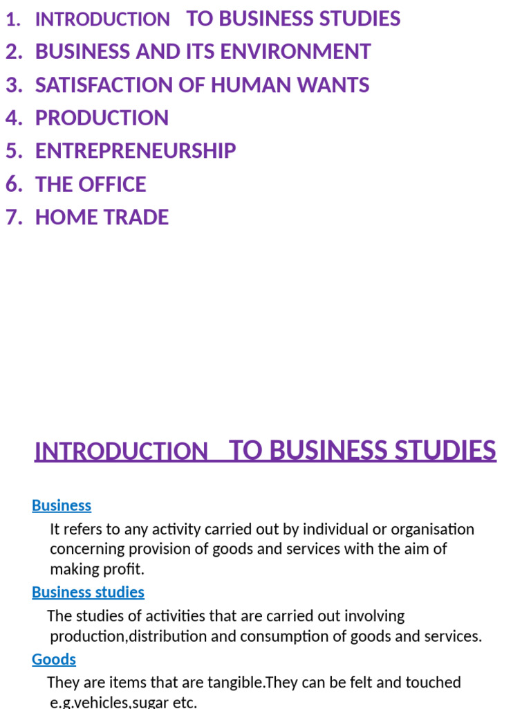 Introduction To Business Studies | PDF | Goods | Business