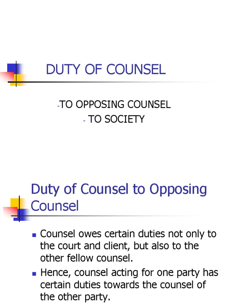 Duty of Counsel | PDF | Legal Aid | Lawyer