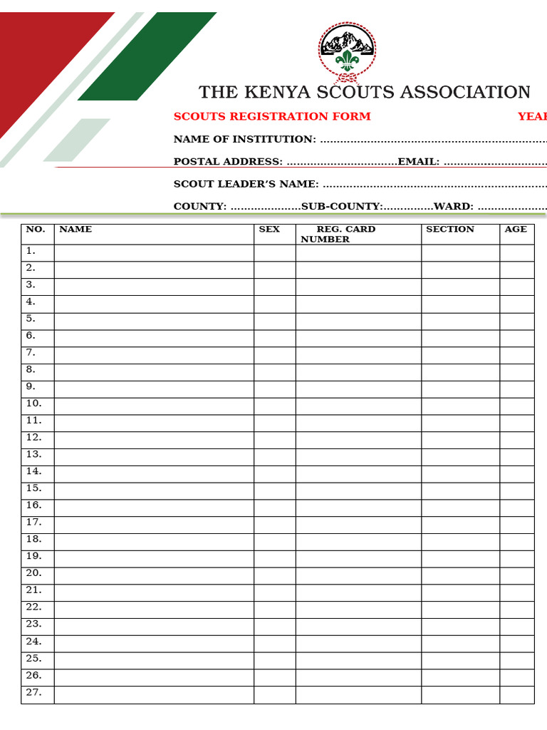 Scouts Registration Form Template | PDF