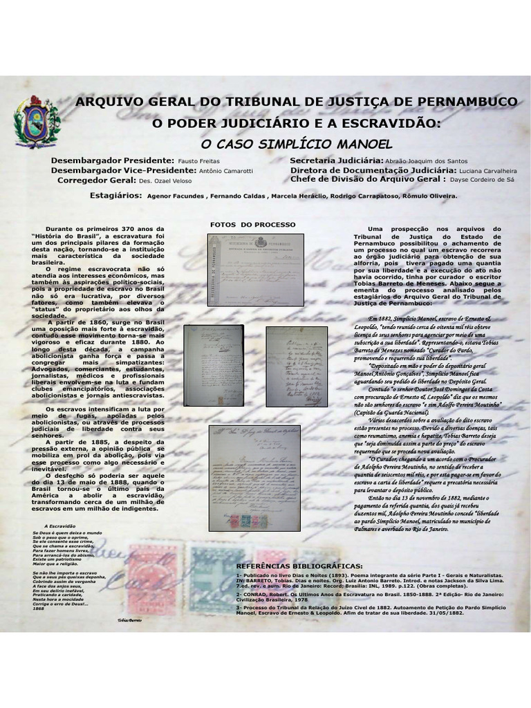 Escravidão e Liberdade: Caso Simplício Manoel | PDF | Escravidão ...