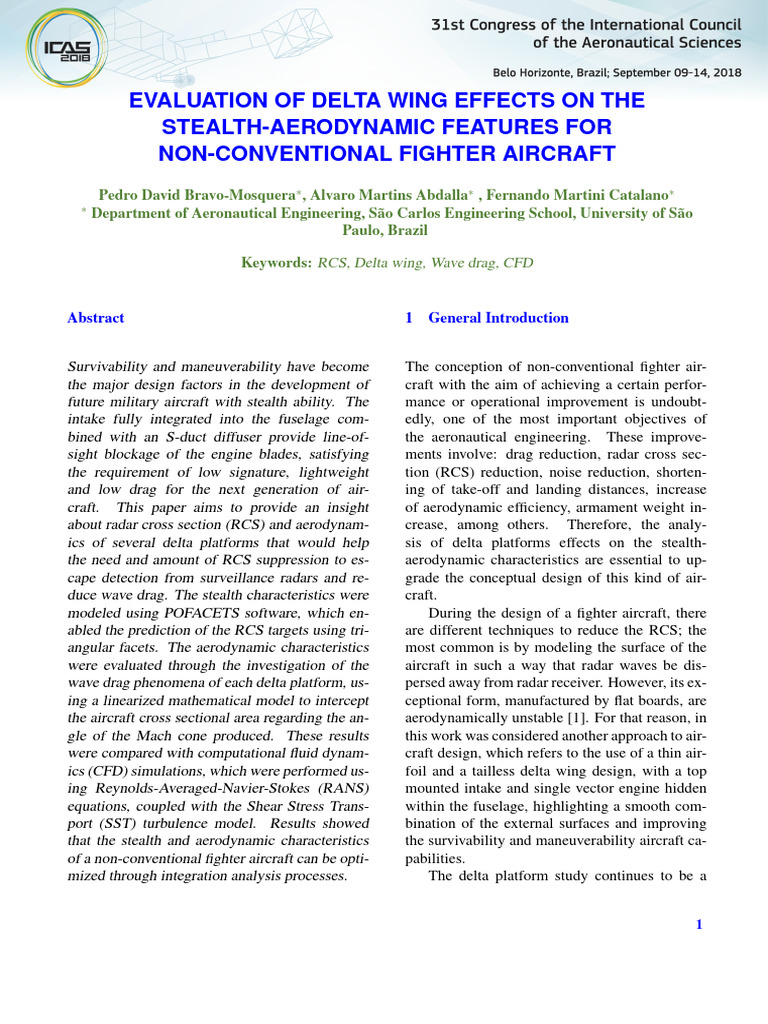 Delta Wing Stealth in Fighter Aircraft | PDF | Drag (Physics) | Radar