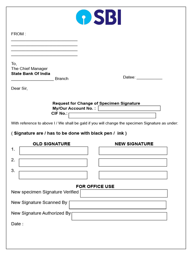 Sbi Signature Change Forms | PDF