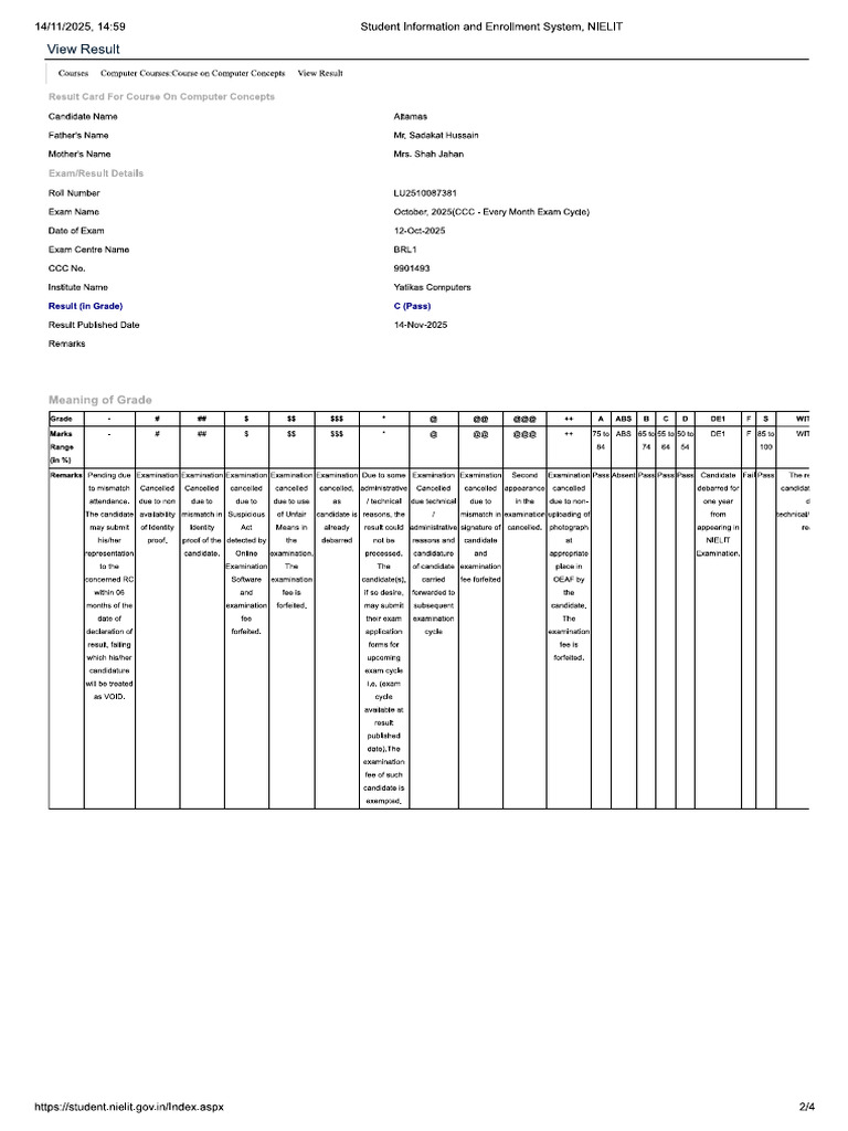 Altamas Result CCC | PDF