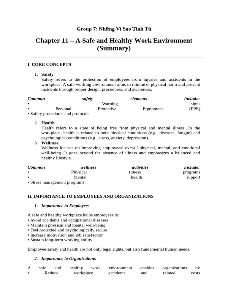 Safe and Healthy Work Environment Guide | PDF | Psychology | Workplace