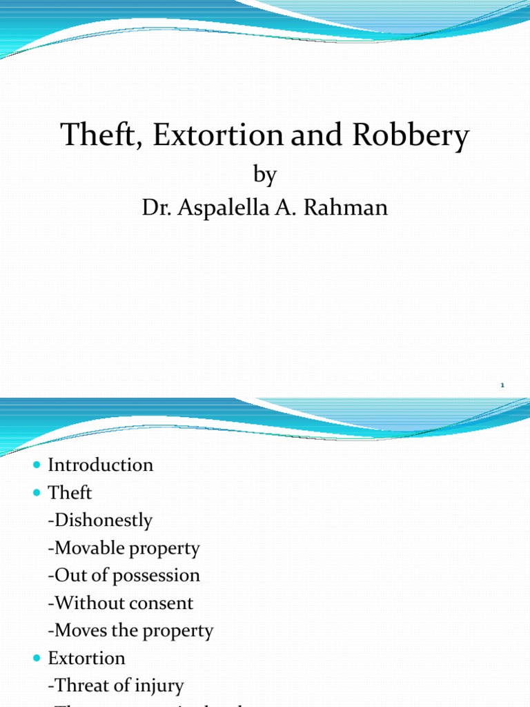 Theft, Extortion and Robbery | PDF | Theft | Dishonesty