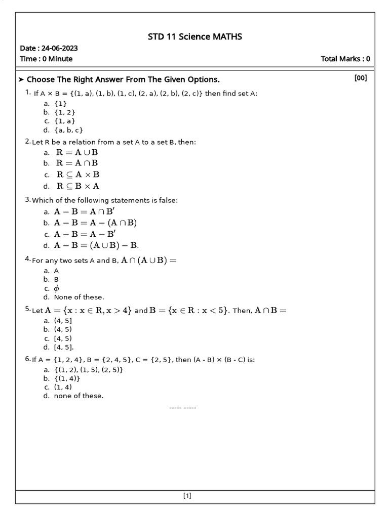 Class 11th Maths | PDF