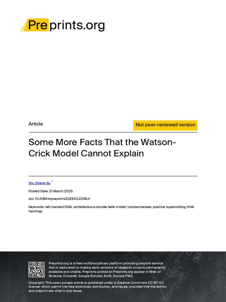 Revising the Watson-Crick DNA Model | PDF | Nucleic Acid Double Helix | Dna