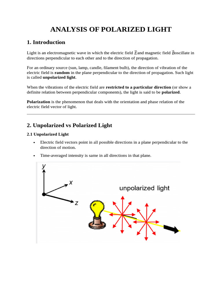 Understanding Polarized Light Analysis | PDF | Polarization (Waves ...