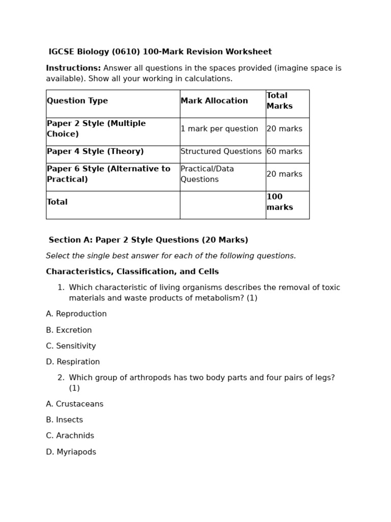 Igcse Biology Mye | PDF | Blood | Gene