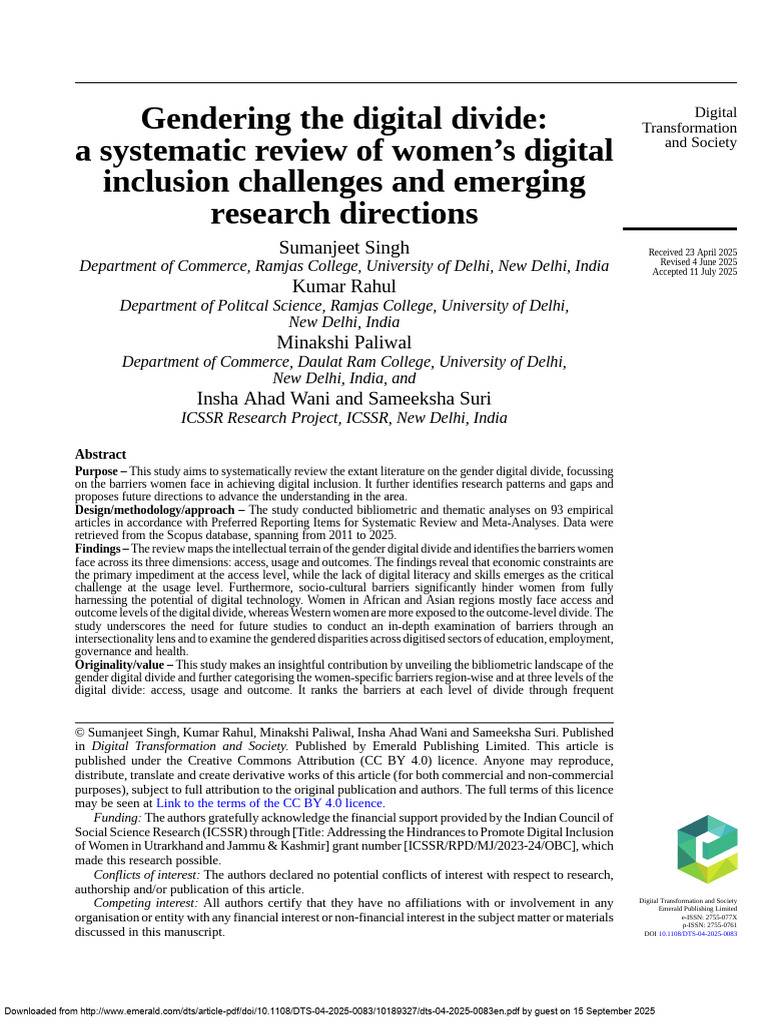 Gendering The Digital Divide A Systematic Review of Women's Digital ...