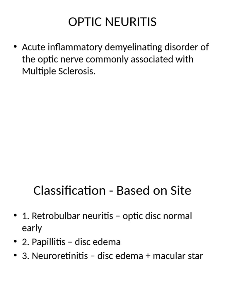 Understanding Optic Neuritis: Causes & Treatment | PDF