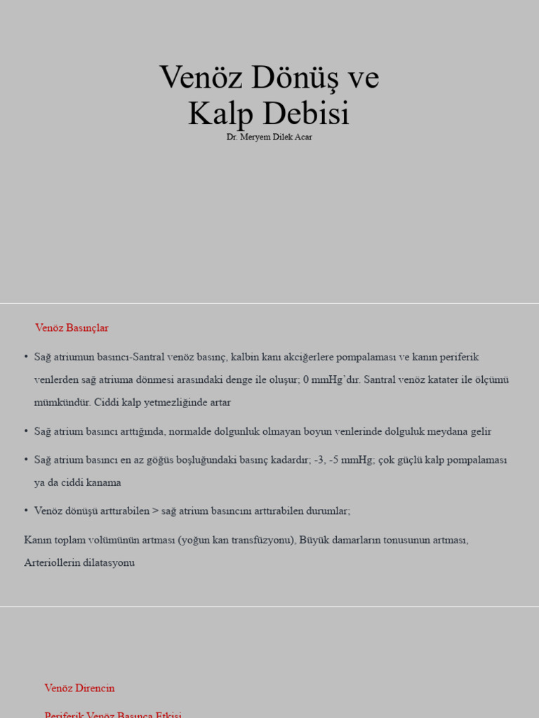 Kalp Debisi Ve Venöz Dönüş | PDF