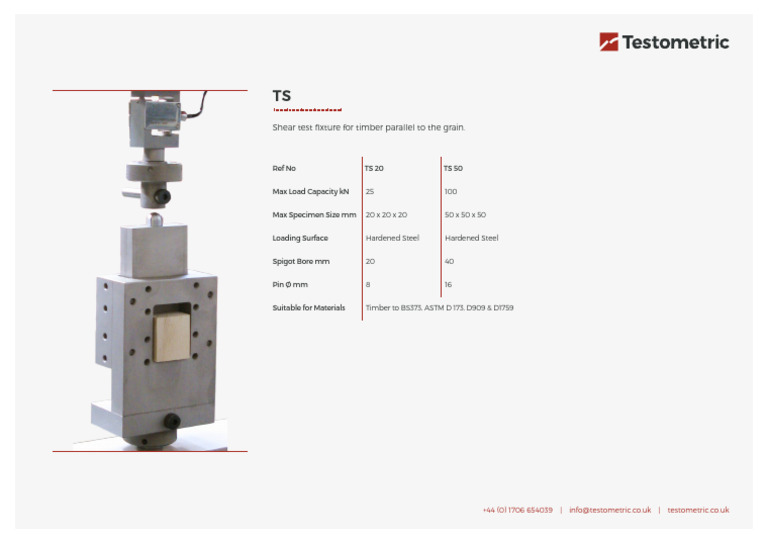 Timber Shear Test Fixture Specifications | PDF