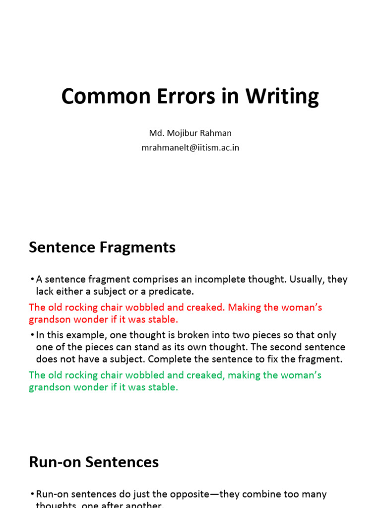 Common Errors in Writing | PDF | Grammatical Number | Pronoun