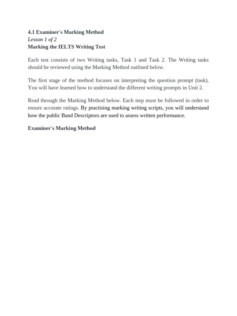 IELTS Writing Test Marking Method | PDF