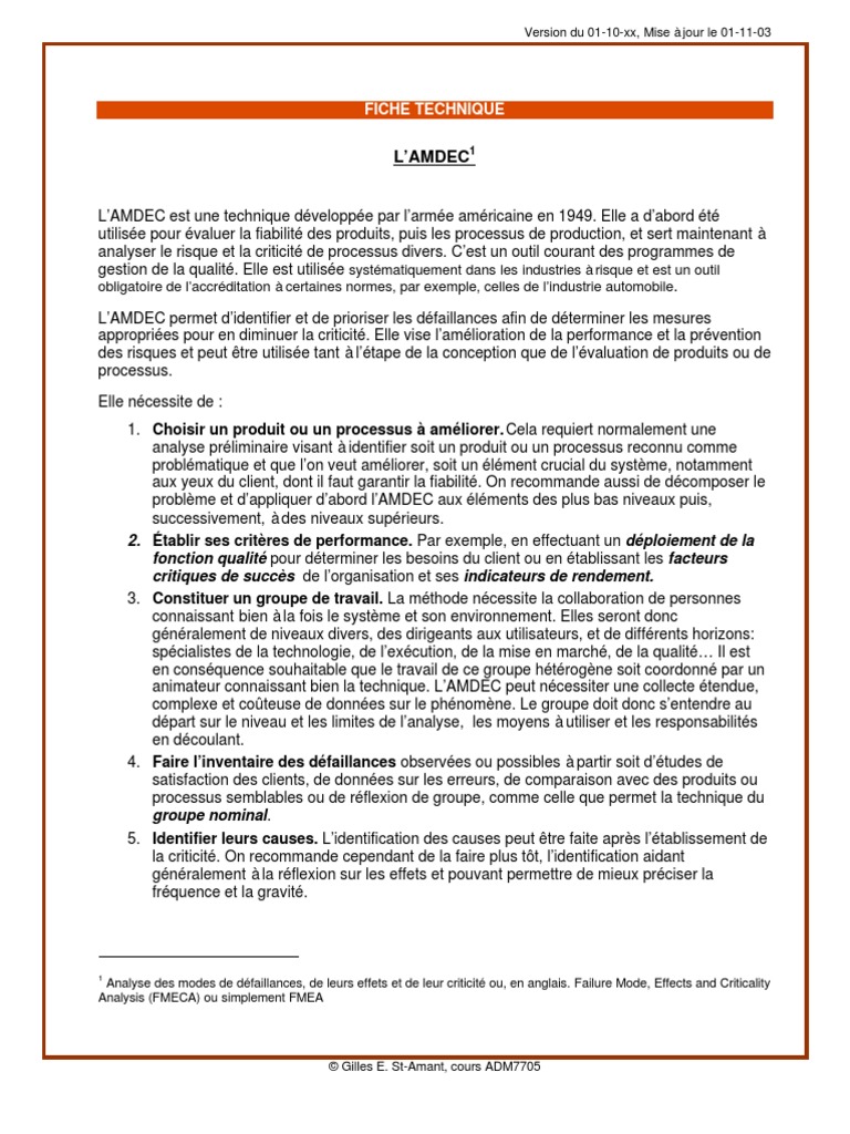 AMDEC | PDF | Management de la qualité | Science