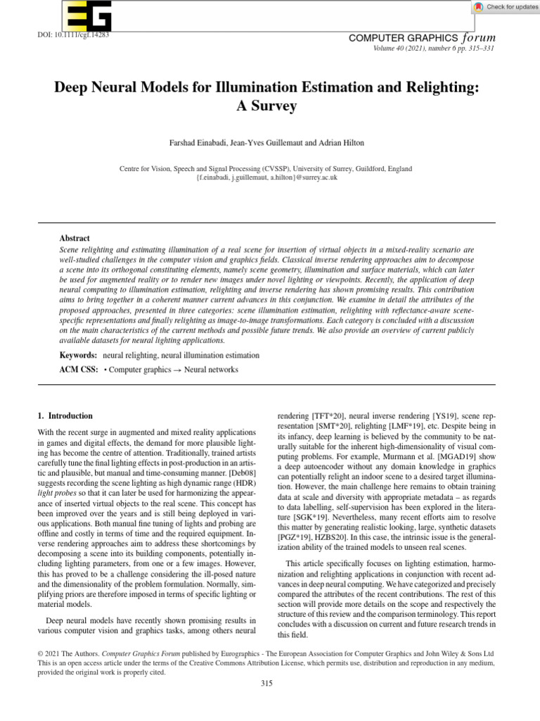 Computer Graphics Forum - 2021 - Einabadi - Deep Neural Models For ...