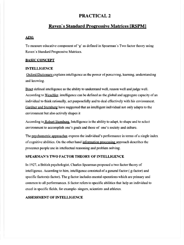 Raven's Standard Progressive Matrices Guide | PDF | Intelligence ...