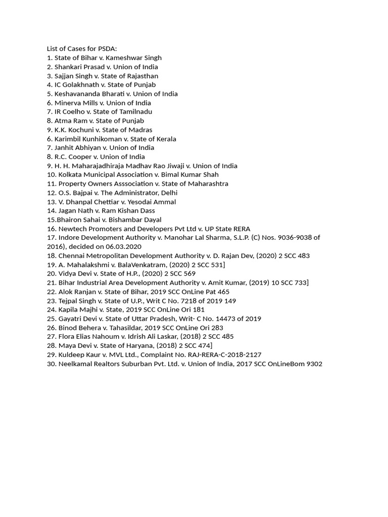 List of Cases For PSDA | PDF