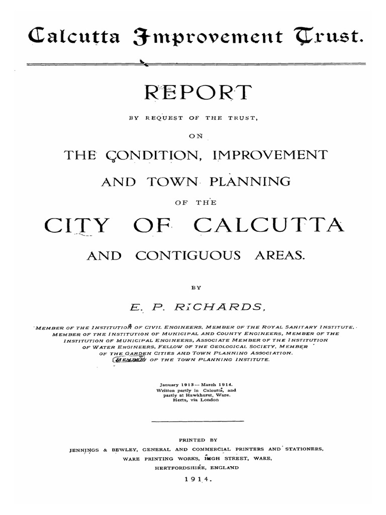 ACL-CPL 00187 Calcutta Improvement Trust Report | PDF
