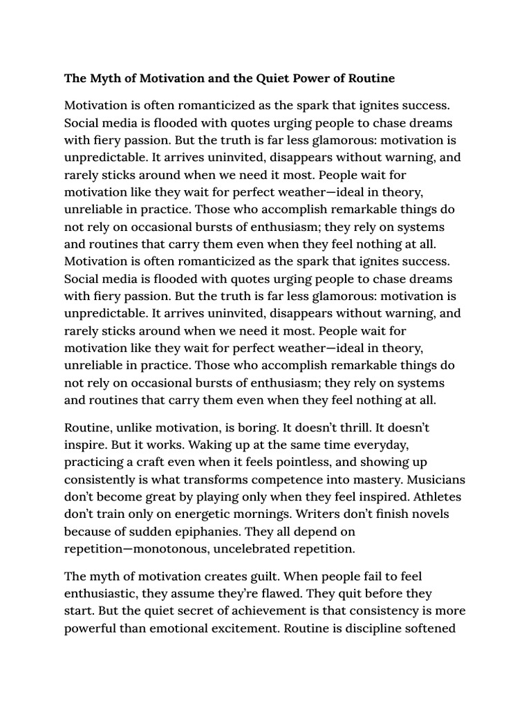 The Myth of Motivation and The Quiet Power of Routine | PDF ...