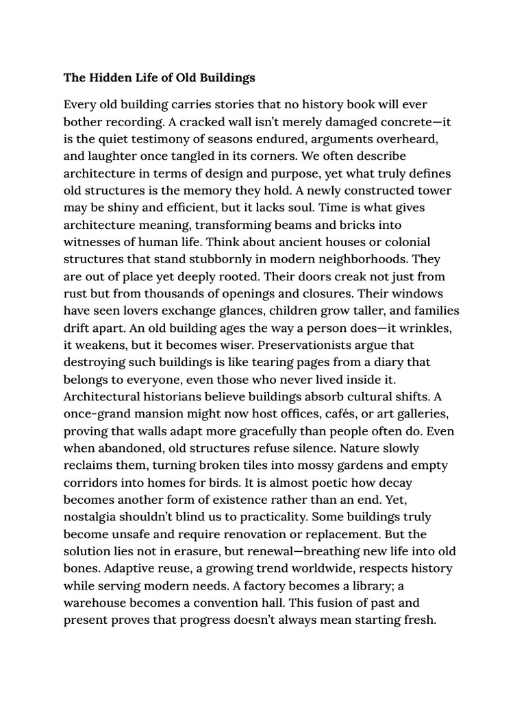 The Soul of Old Buildings Explained | PDF
