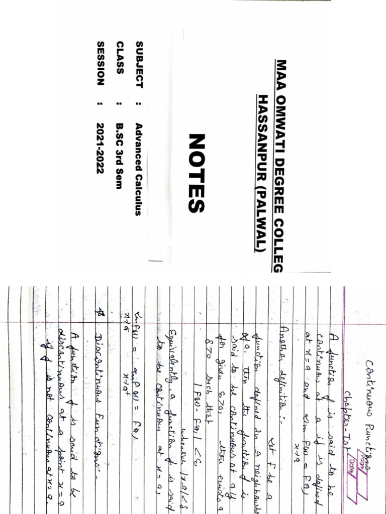 BSC 3rd Sem Advanced Calculus Math | PDF