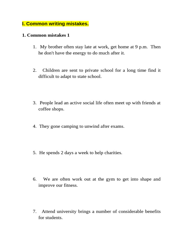 Common Writing Mistakes and Structures | PDF | Traffic Congestion