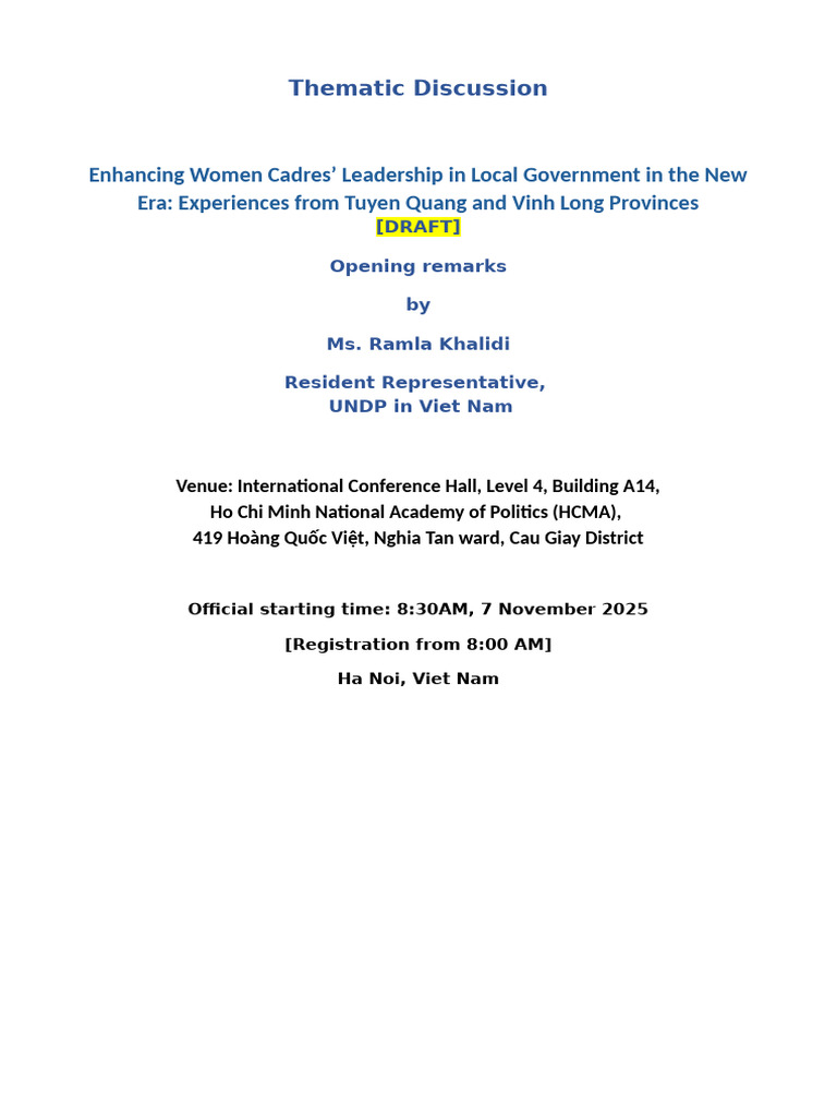 DRAFT-Ramla speech - 7 Nov- Sab | PDF | Leadership | Vietnam