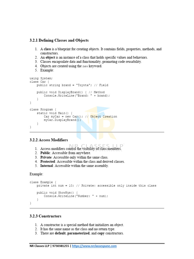 Ch3 Introduction to C#_2 | PDF | Class (Computer Programming) | Programming