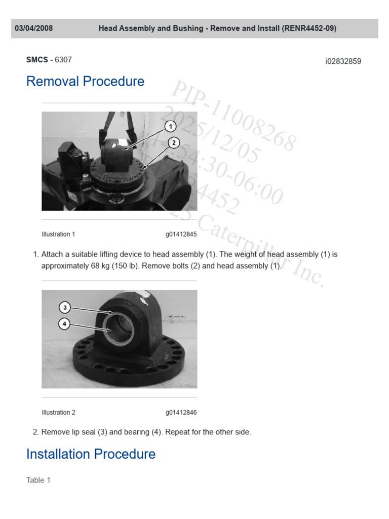 Head Assembly Removal and Installation Guide | PDF