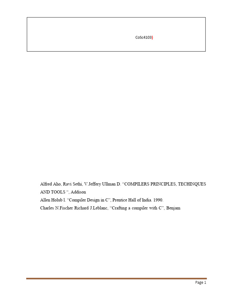 Course Outline For Compiler Design | PDF
