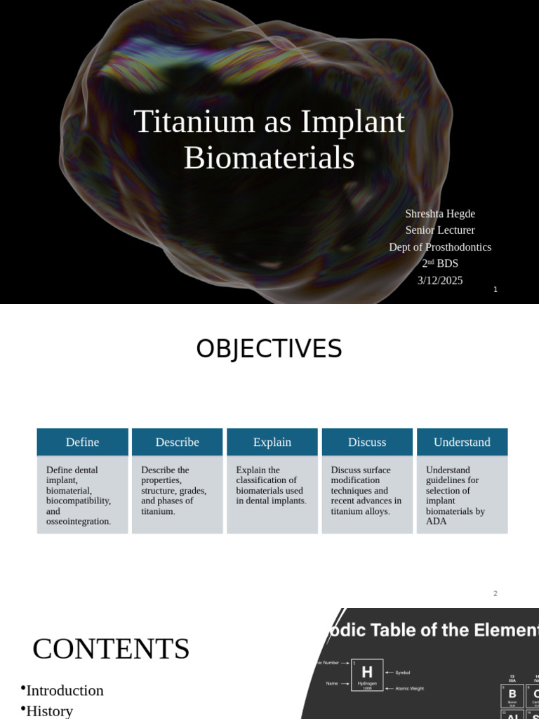 Titanium in Dental Implants: Properties & Advances | PDF | Titanium | Alloy