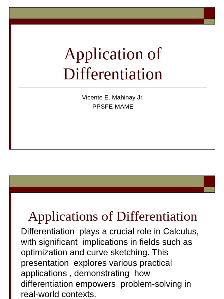 Application of Differentiation | PDF | Mathematical Optimization ...
