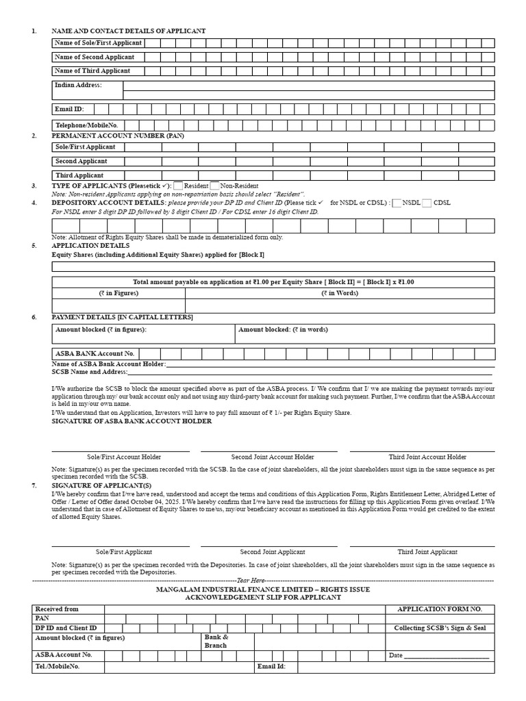 Rights Issue Application Form Guide | PDF | Financial Services