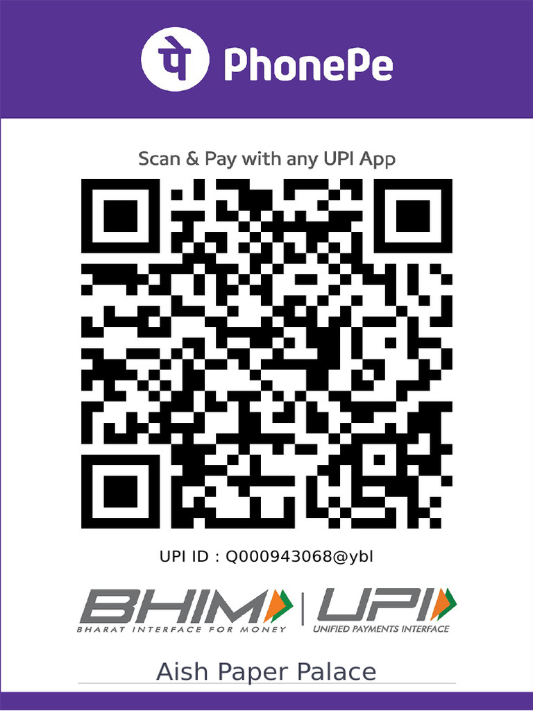 Aish Paper Palace: UPI ID: Q000943068@ybl | PDF
