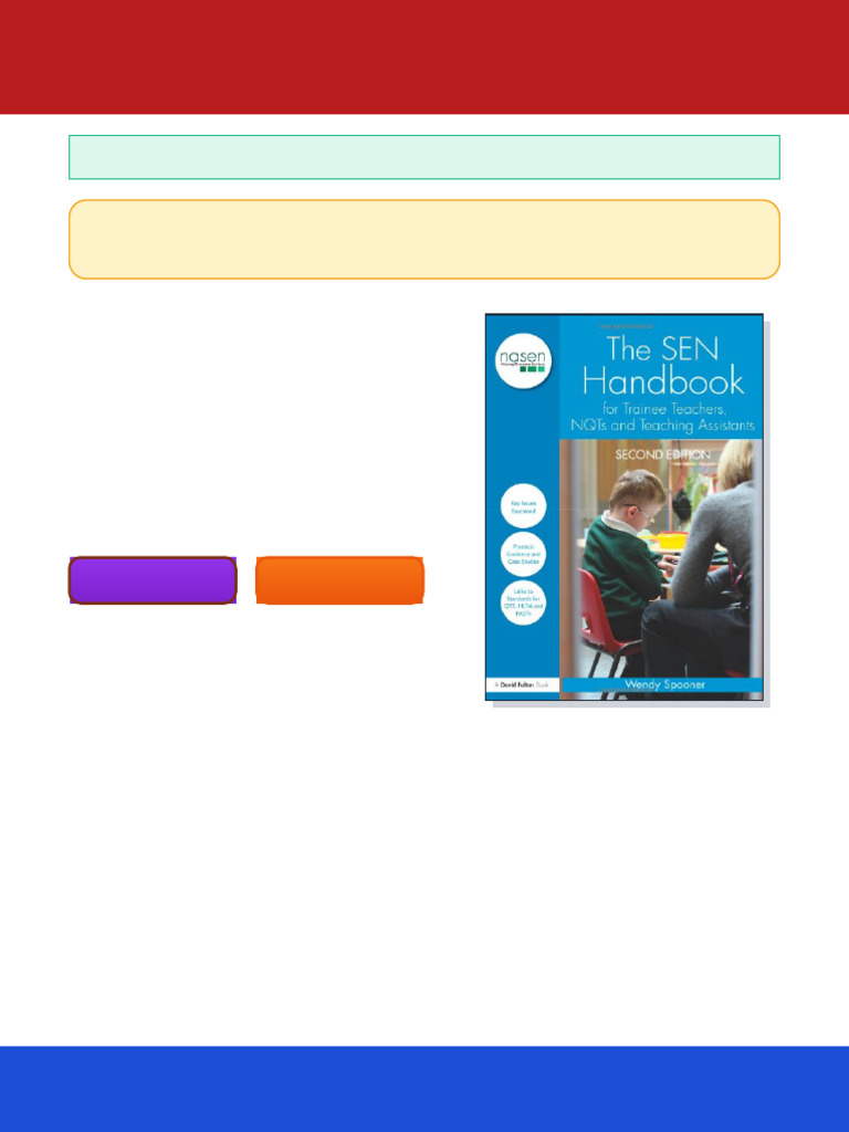 The SEN Handbook For Trainee Teachers NQTs and Teaching Assistants ...