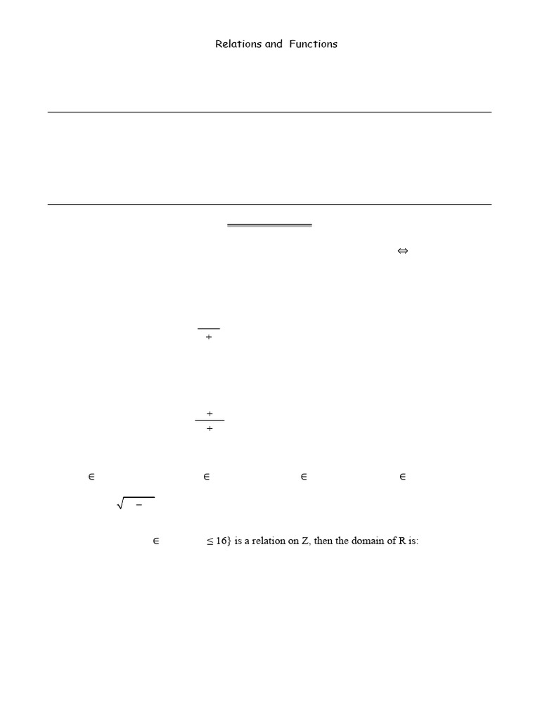 Relations and Functions Full Chapter | PDF | Function (Mathematics ...
