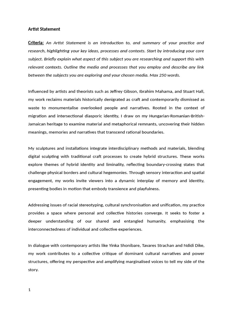 Artists Statement | PDF