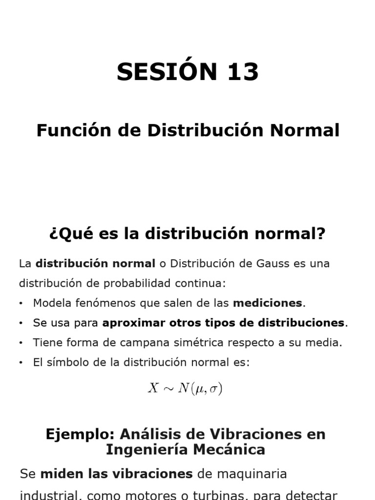 Sesión 13. Distribución Normal | PDF | Distribución normal | Desviación ...