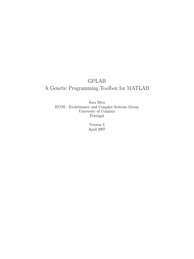 Gplab A Genetic Programming Toolbox For MATLAB | PDF | Parameter ...