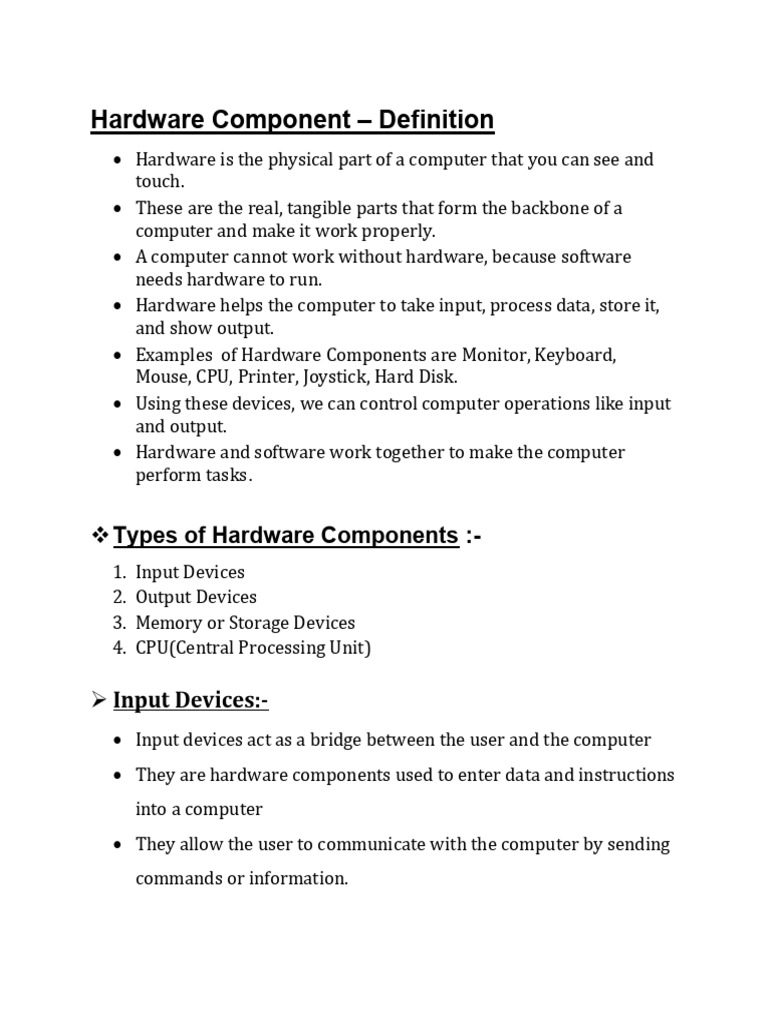 Hardware Component (Input and Output Devices) | PDF | Computer Monitor ...
