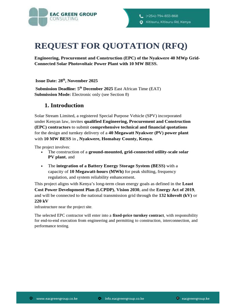 Homa Bay - Nyakwere Solar PV RFQ | PDF | Photovoltaic System ...