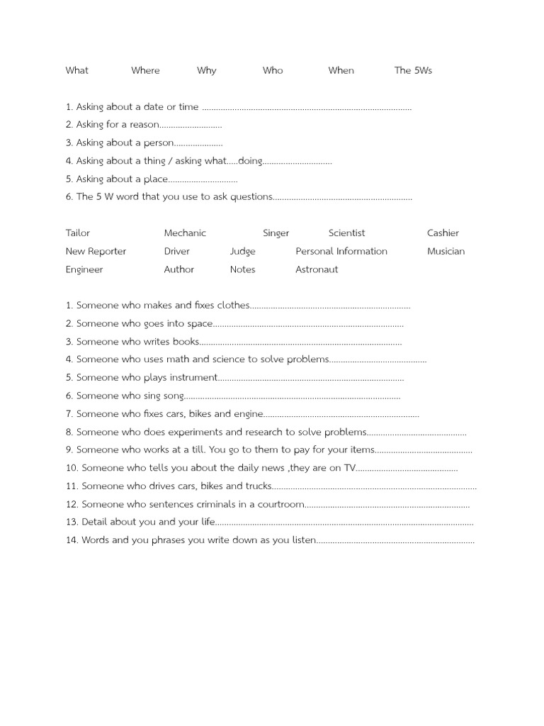 WhatWhereWhyWhoWhenThe 5Ws | PDF