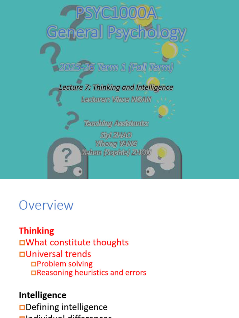 Thinking and Intelligence Overview | PDF | Intelligence Quotient ...