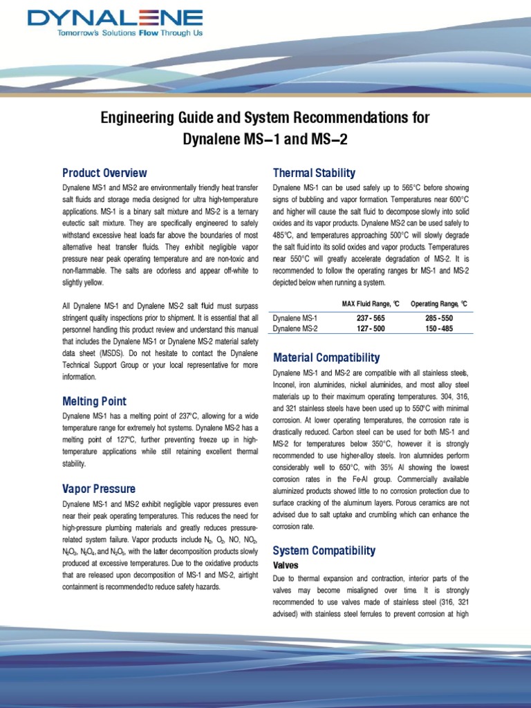 Dynalene MS-1 and MS-2 Melting Points | PDF | Melting | Solid