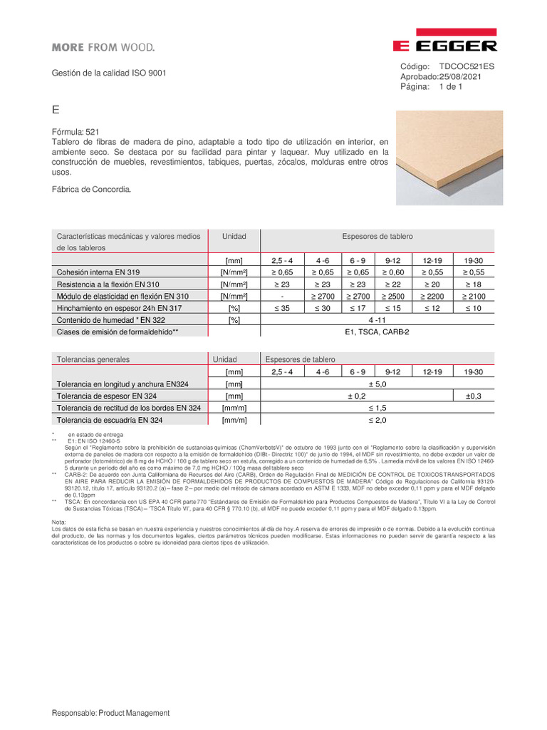 Td+Egger+St+Mdf+Pine+Carb Tsca+Es | PDF