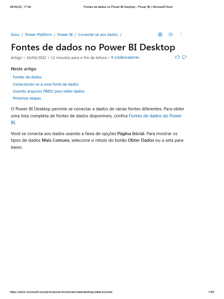 Fontes de Dados no Power BI Desktop | PDF | Bancos de dados | Janela ...