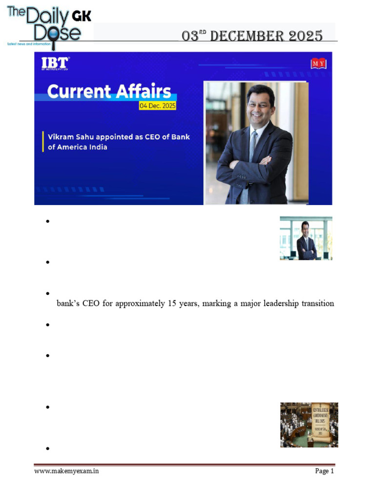 Vikram Sahu Appointed CEO of BofA India | PDF | Excise | Taxation